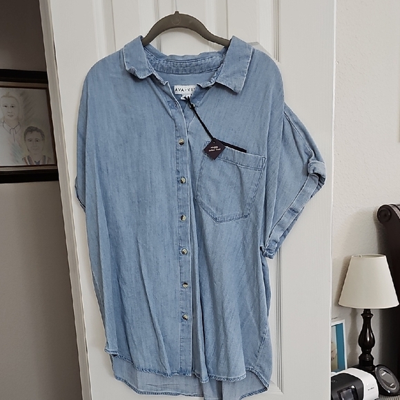 Ava & Viv | Tops | Ava Viv Light Blue Denim Shirt | Poshmark